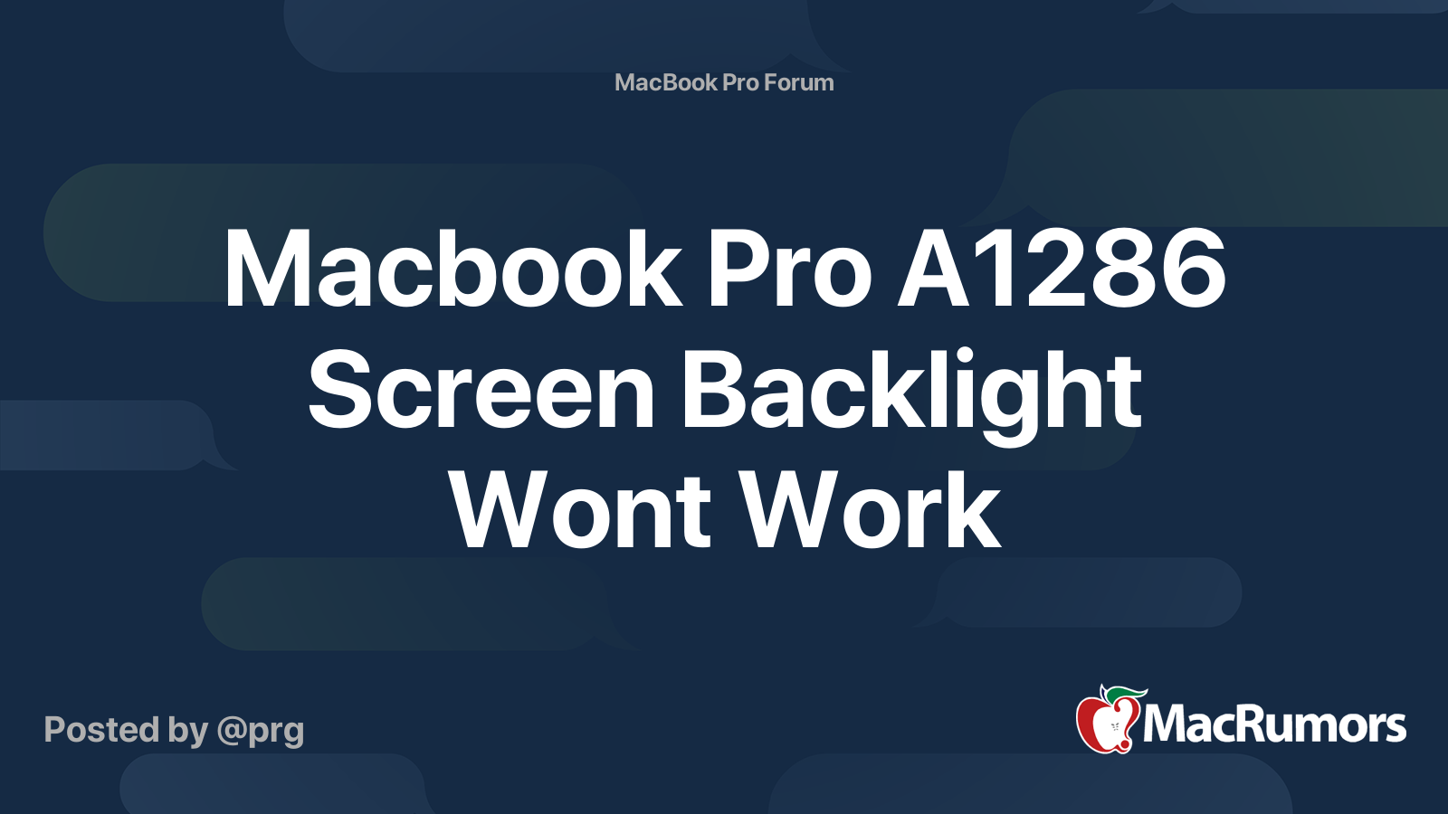 Macbook Pro A1286 Screen Backlight Wont Work | MacRumors Forums