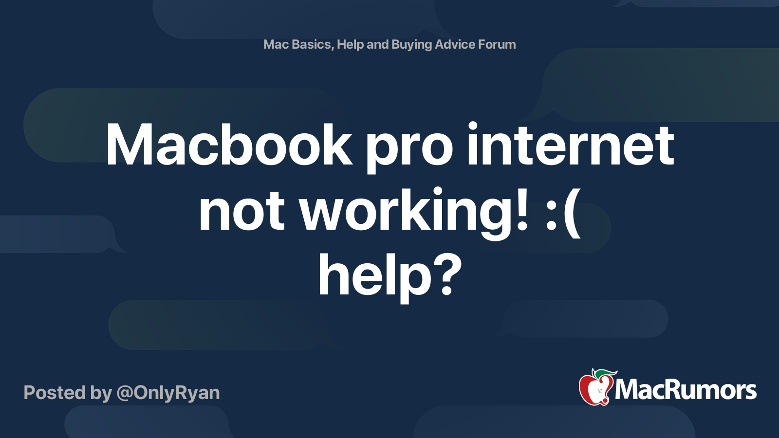 Macbook pro internet not working! :( help? | MacRumors Forums