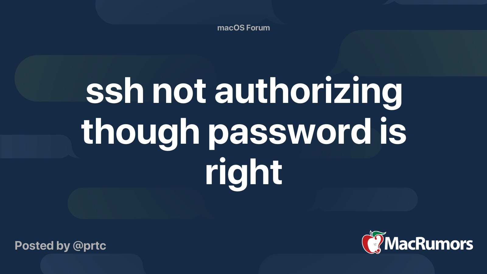Ssh Not Authorizing Though Password Is Right Macrumors Forums