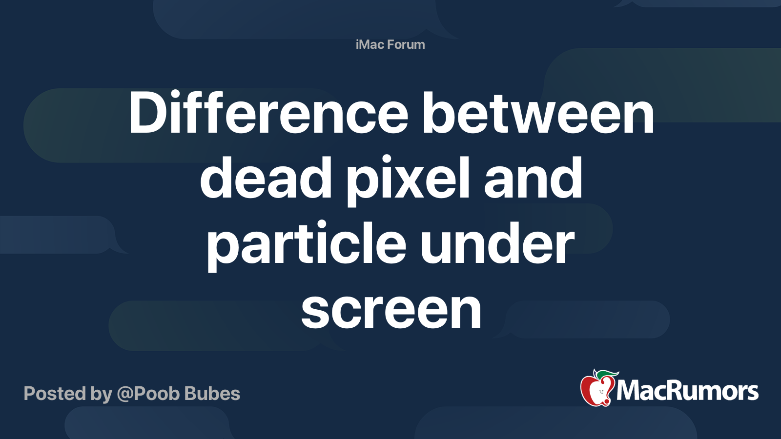 Difference between dead pixel and particle under screen | MacRumors Forums