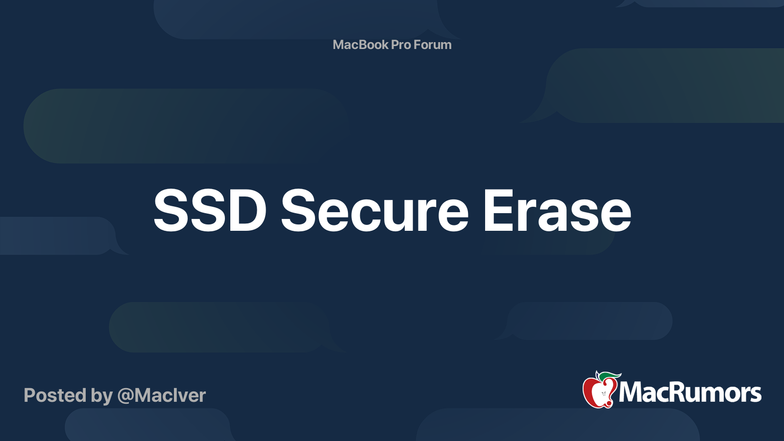 SSD Secure Erase | MacRumors Forums