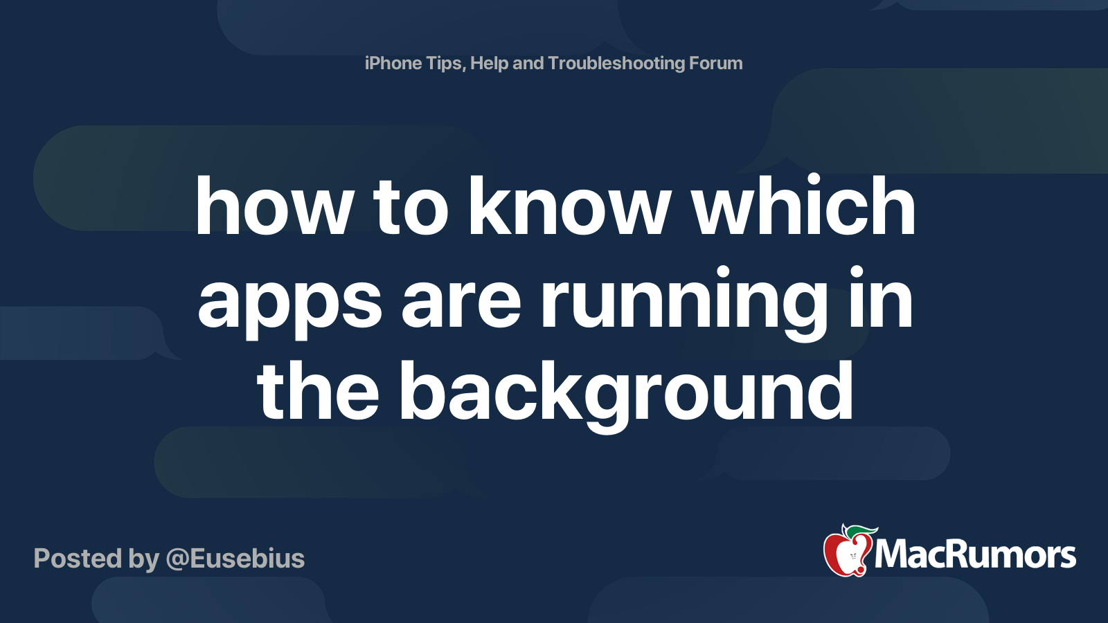how to know which apps are running in the background | MacRumors Forums