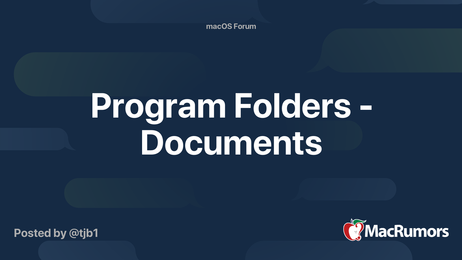 Program Folders - Documents | MacRumors Forums