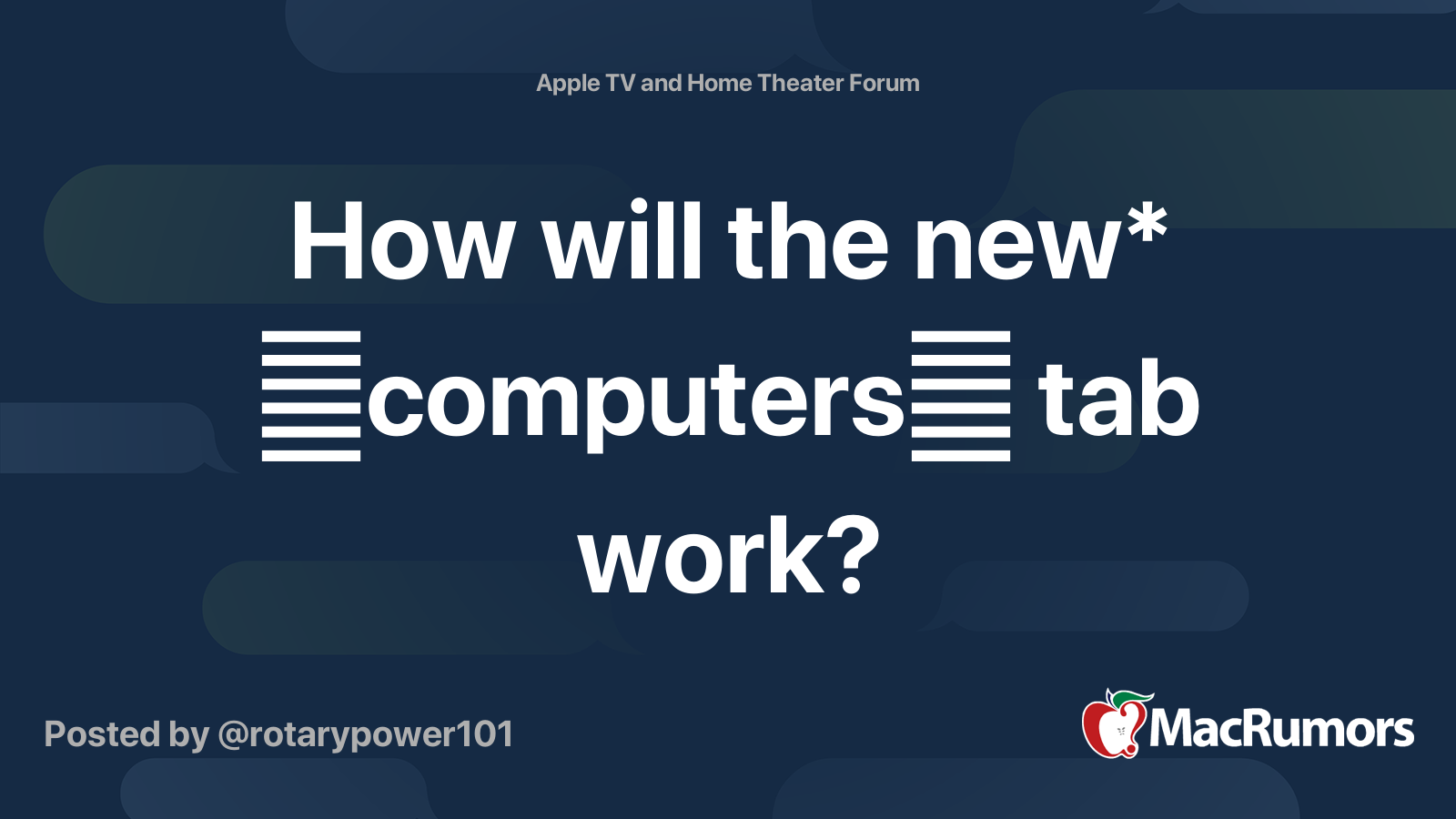 How will the new* computers tab work? | MacRumors Forums