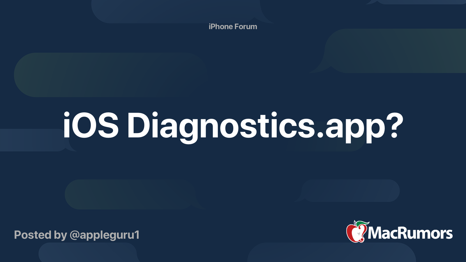 iOS Diagnostics.app? | MacRumors Forums