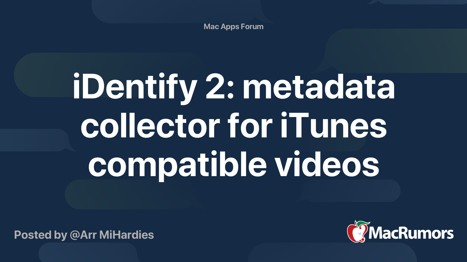 iDentify 2: metadata collector for iTunes compatible videos | MacRumors ...