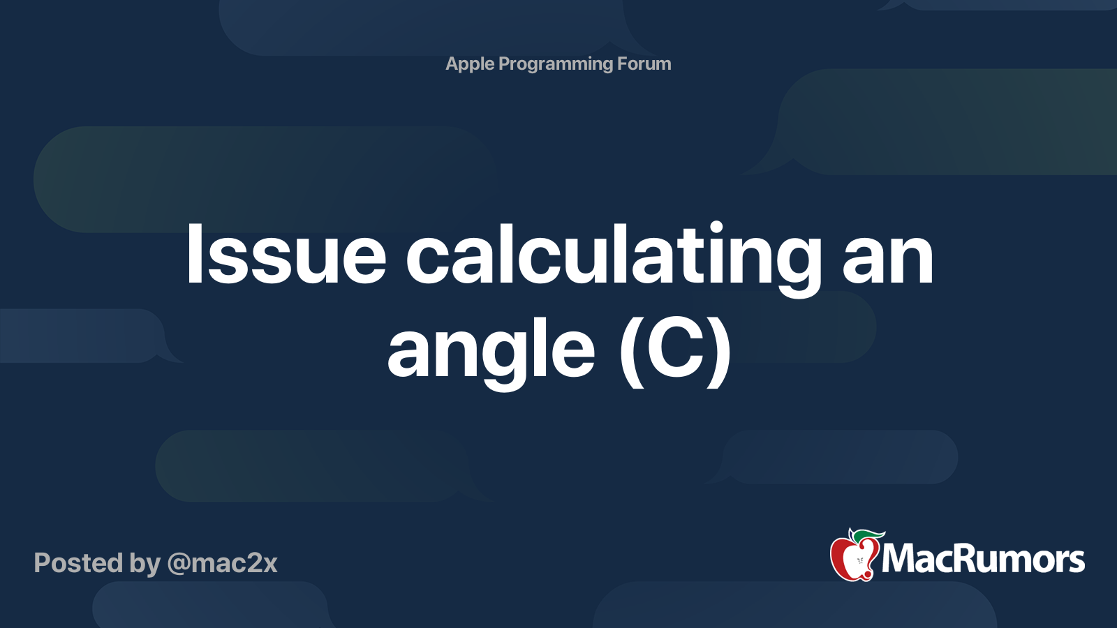 Issue calculating an angle (C) | MacRumors Forums