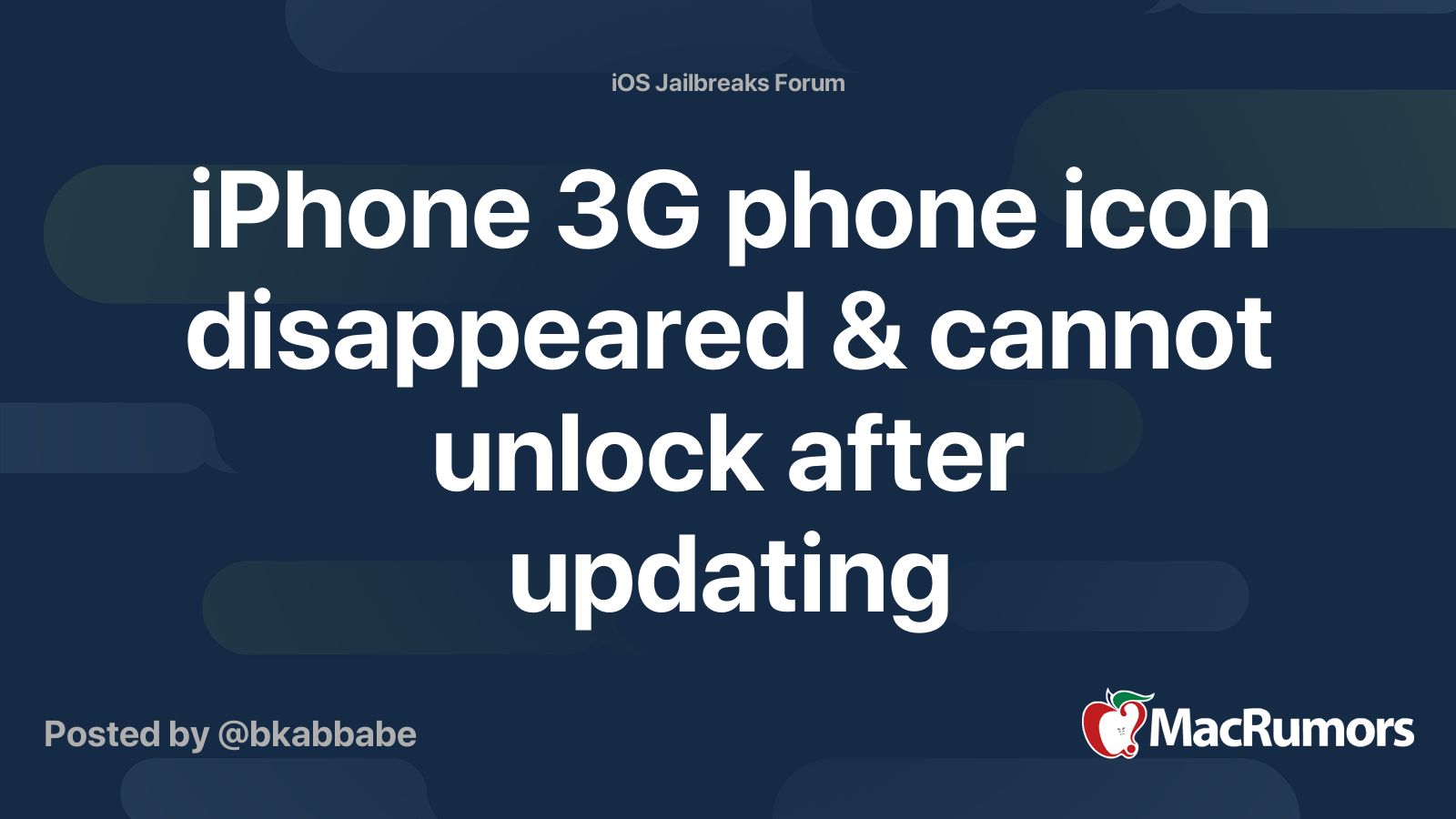 iPhone 3G phone icon disappeared & cannot unlock after updating ...