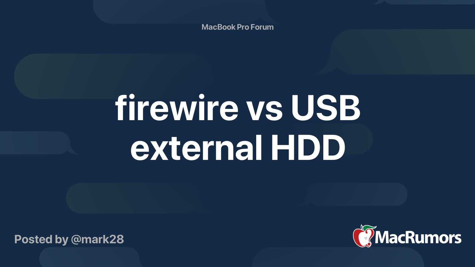 firewire vs USB external HDD | MacRumors Forums