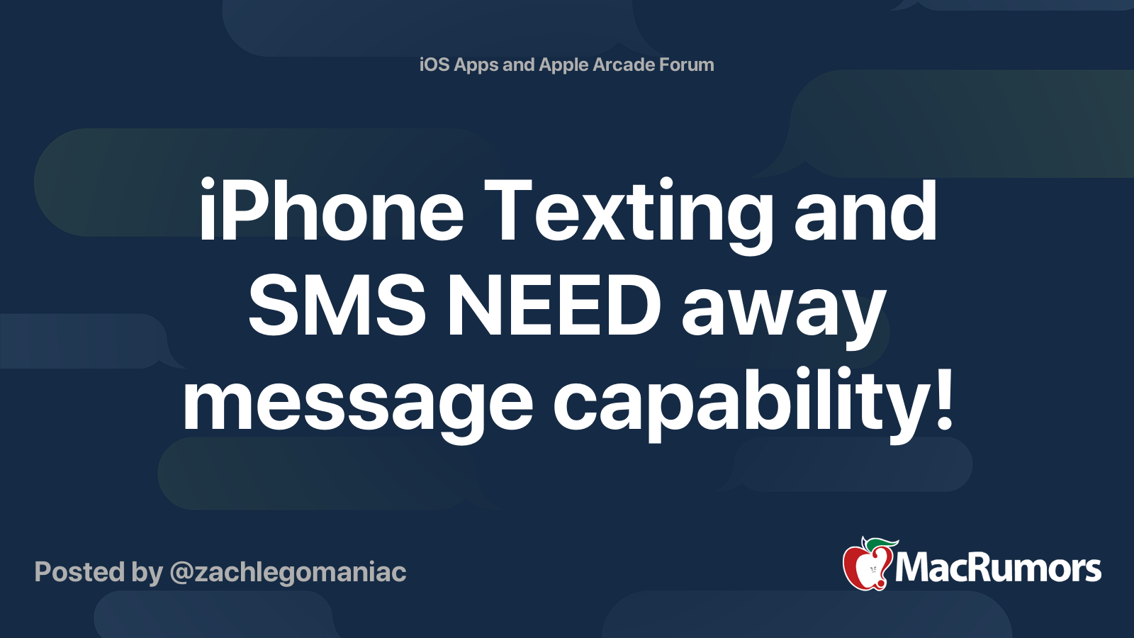 Iphone Texting And Sms Need Away Message Capability Macrumors Forums