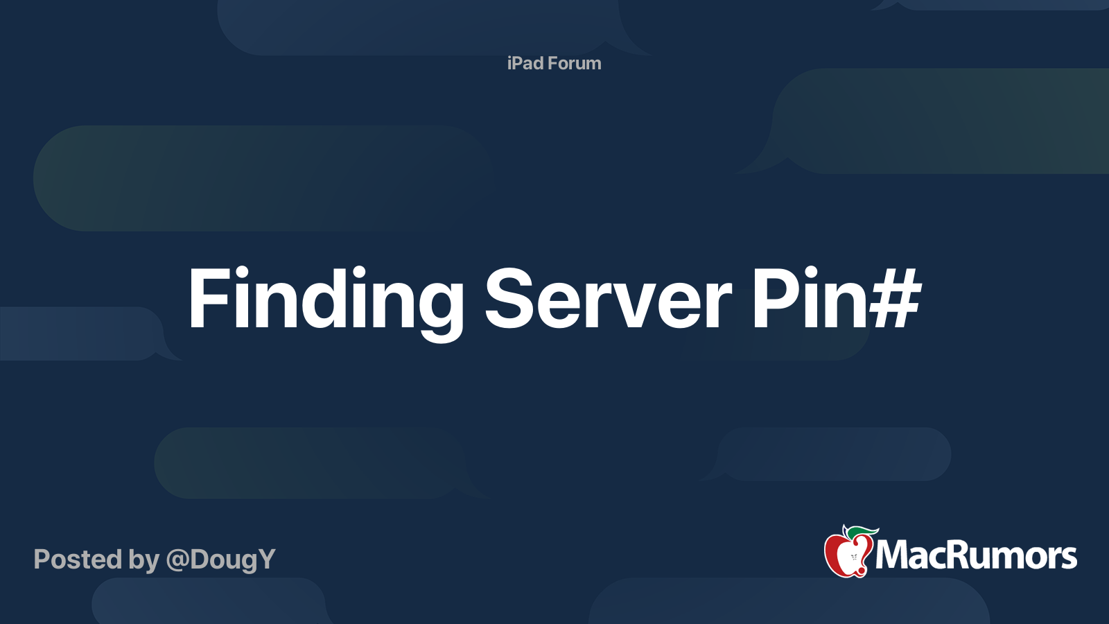 Finding Server Pin# | MacRumors Forums