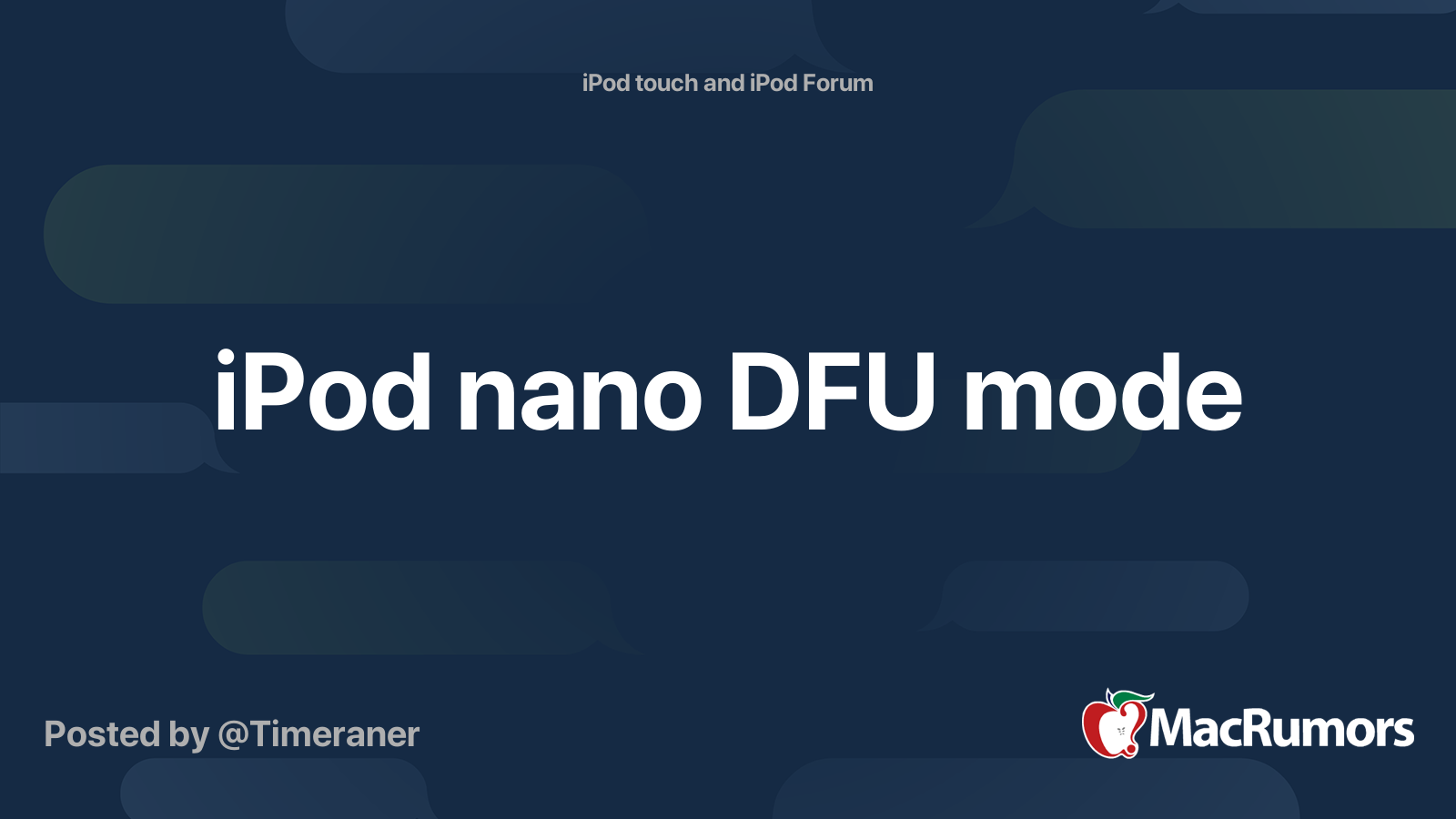 iPod nano DFU mode | MacRumors Forums