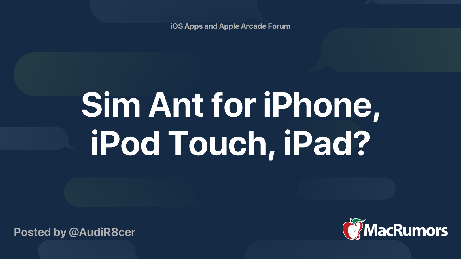 Sim Ant for iPhone, iPod Touch, iPad? | MacRumors Forums