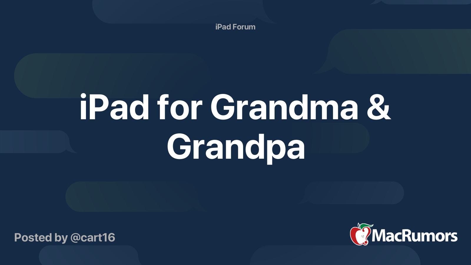 iPad for Grandma & Grandpa | MacRumors Forums