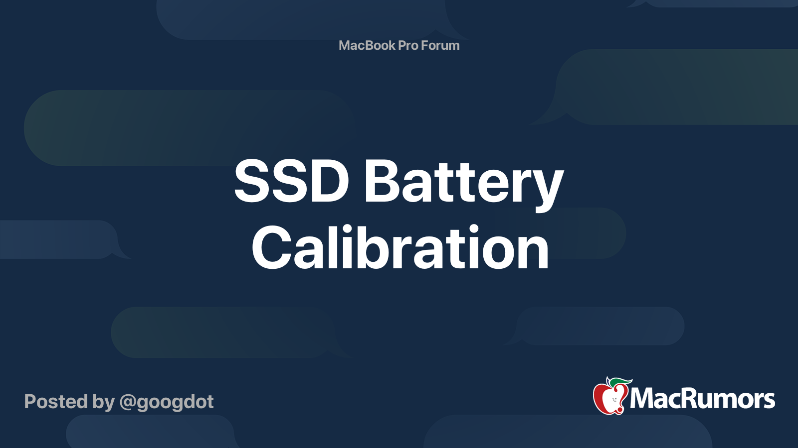 SSD Battery Calibration | MacRumors Forums