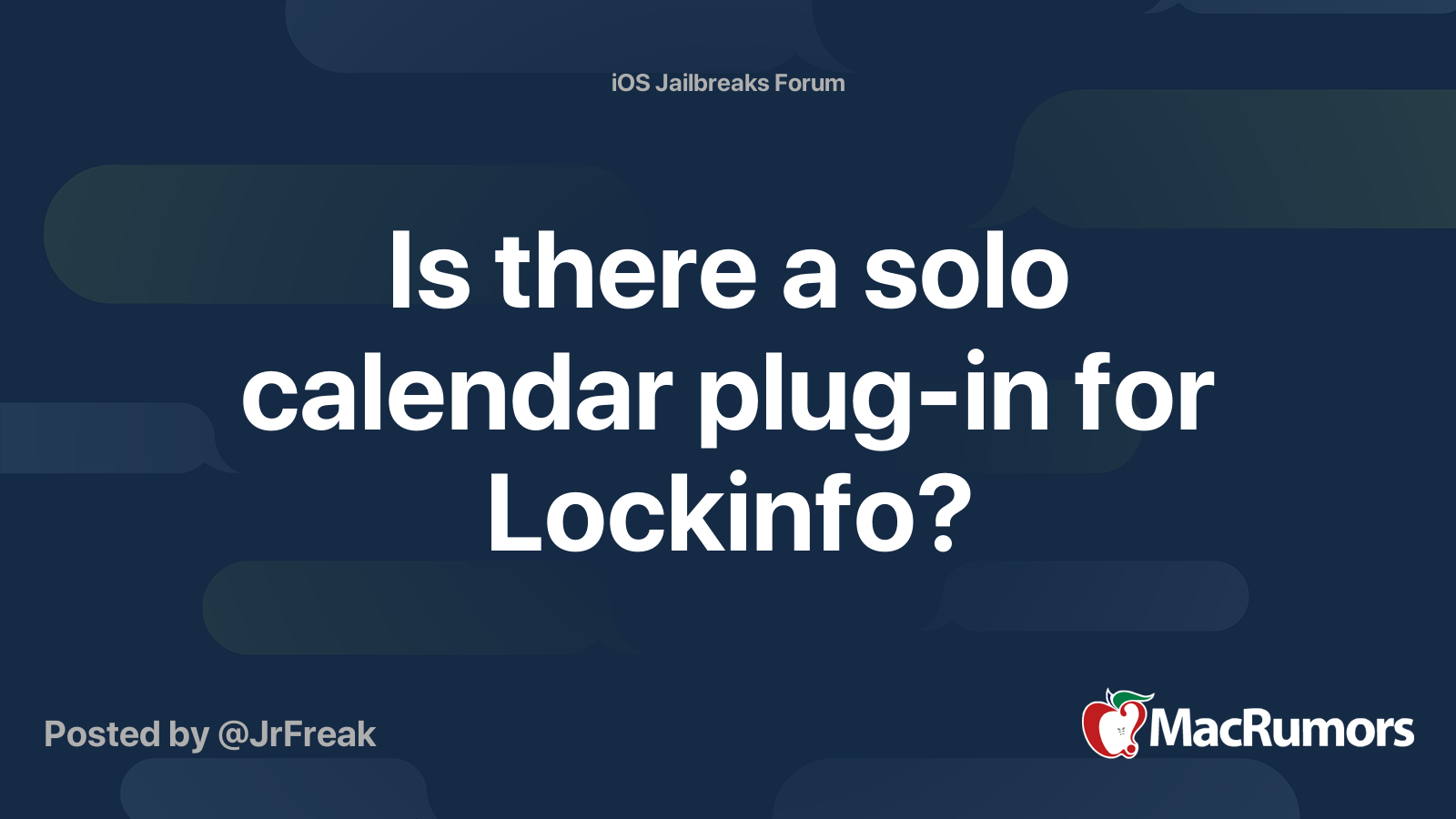 Is there a solo calendar plug-in for Lockinfo? | MacRumors Forums