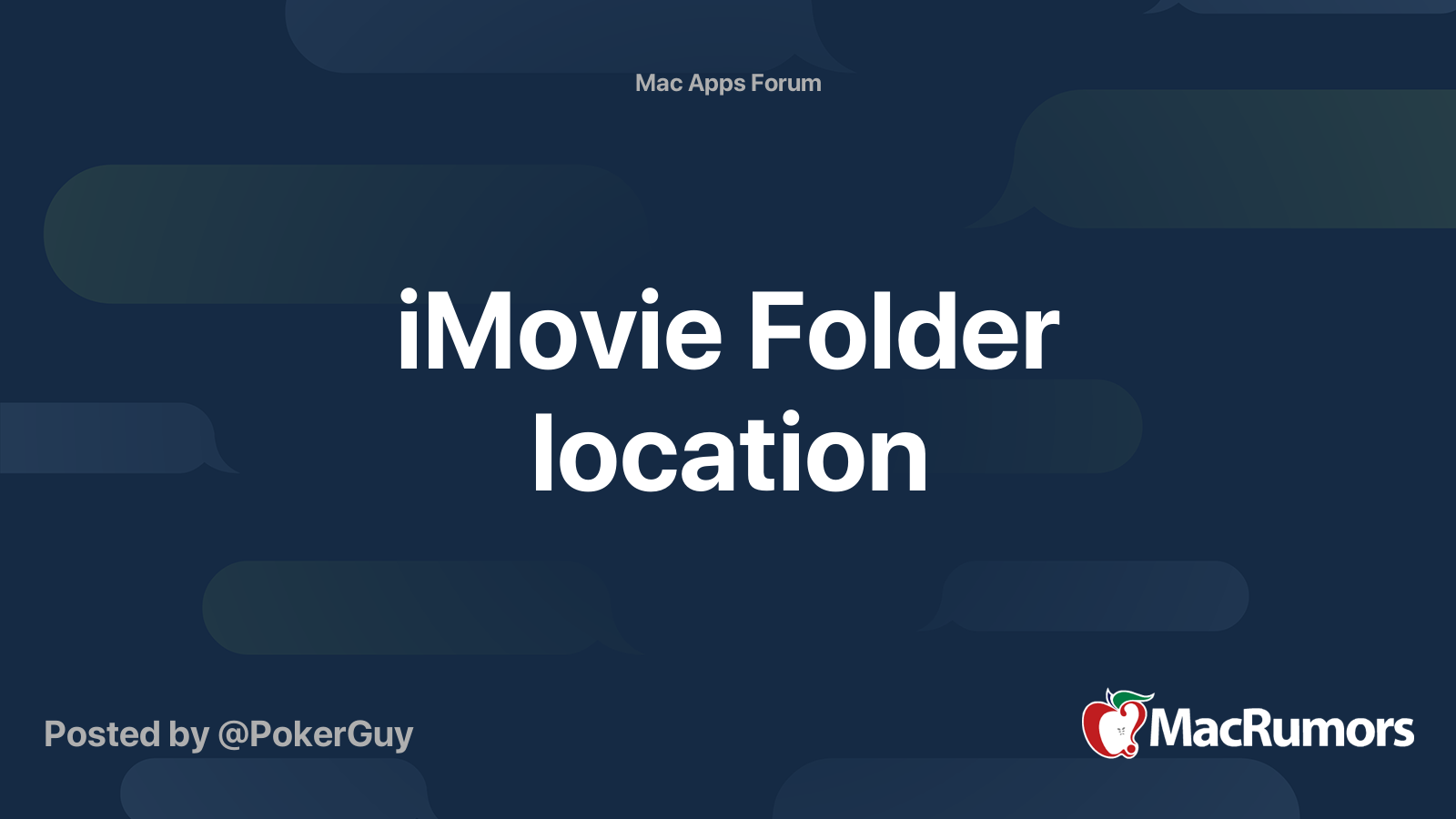 iMovie Folder location | MacRumors Forums