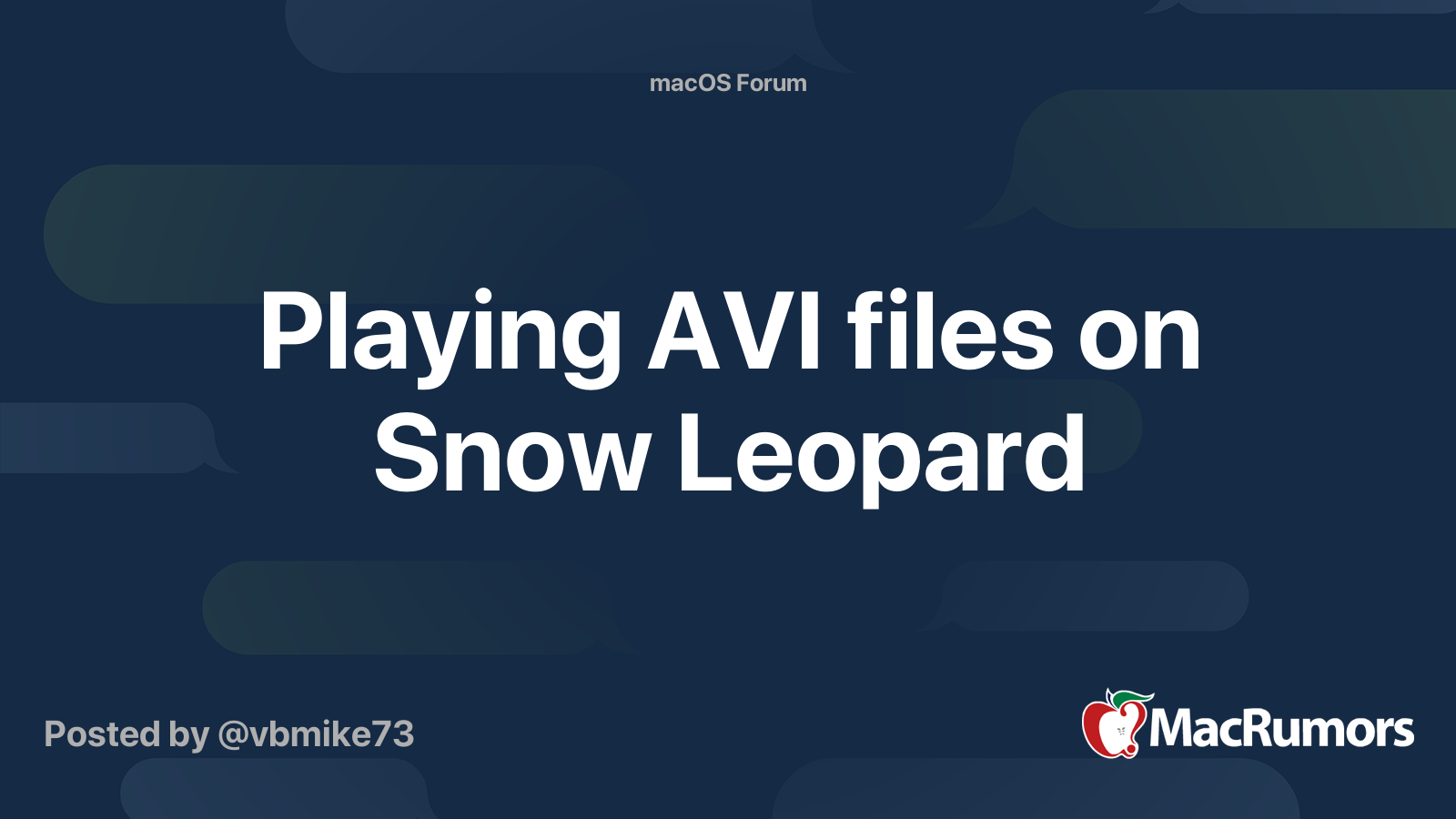 Playing AVI files on Snow Leopard | MacRumors Forums