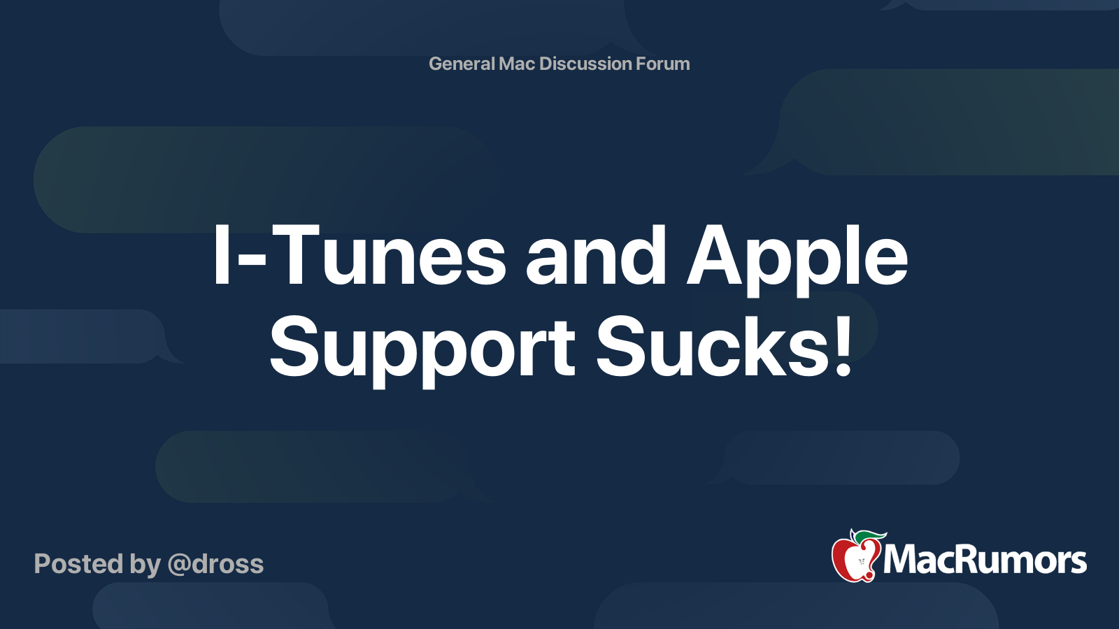 I-Tunes and Apple Support Sucks! | MacRumors Forums