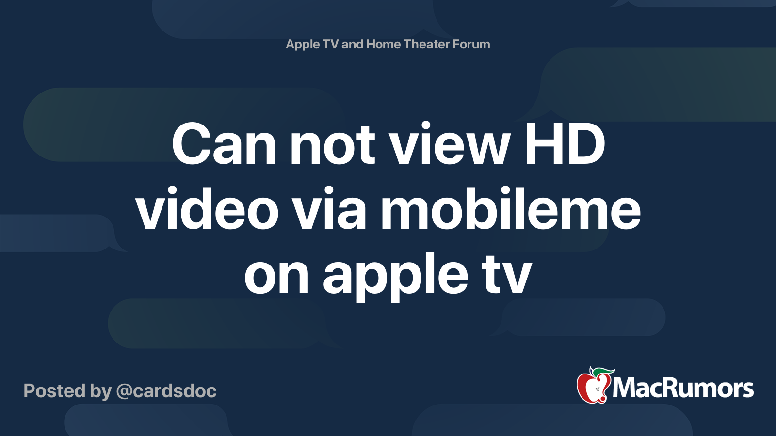 Can not view HD video via mobileme on apple tv | MacRumors Forums