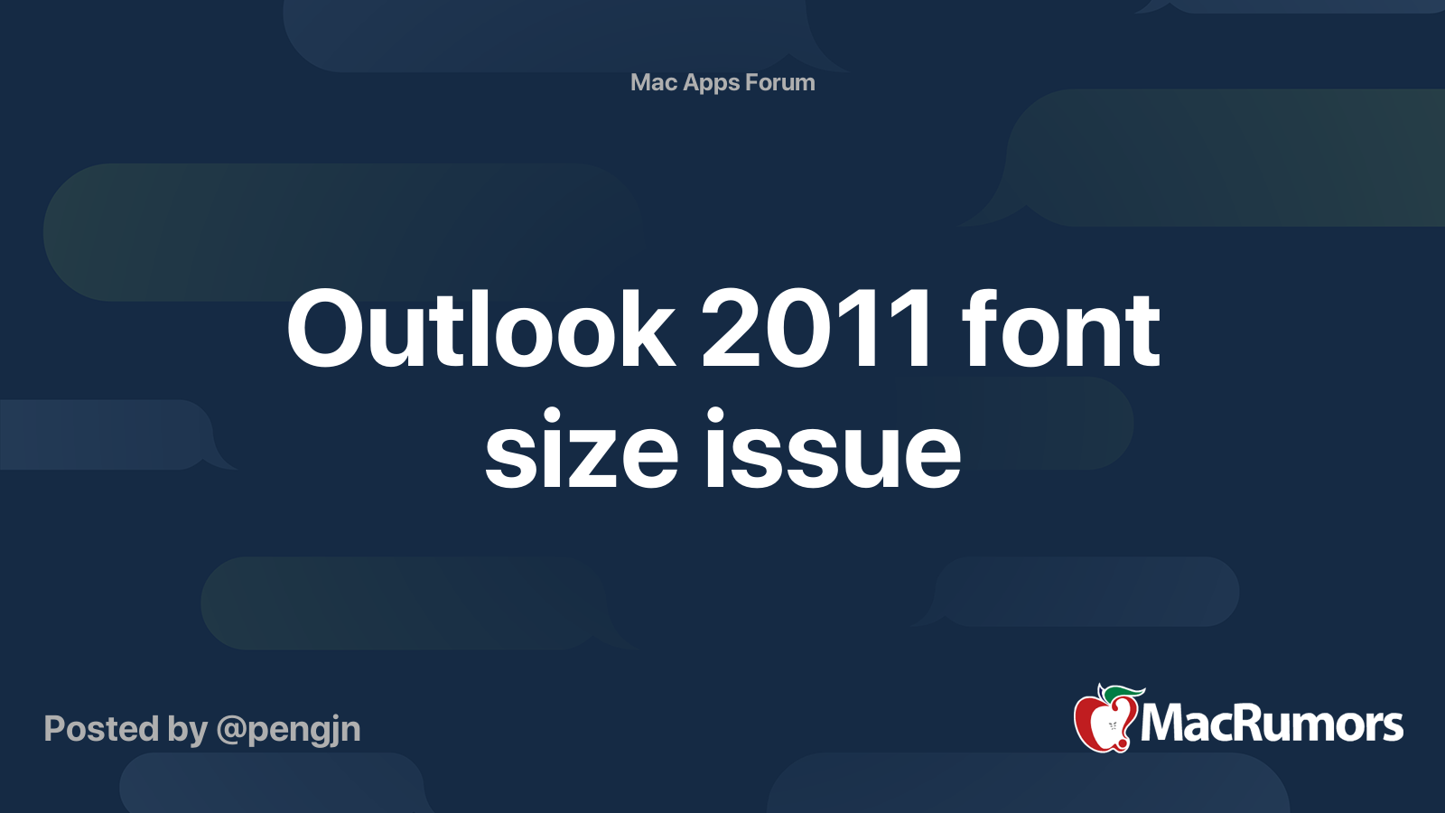 Outlook 2011 font size issue | MacRumors Forums