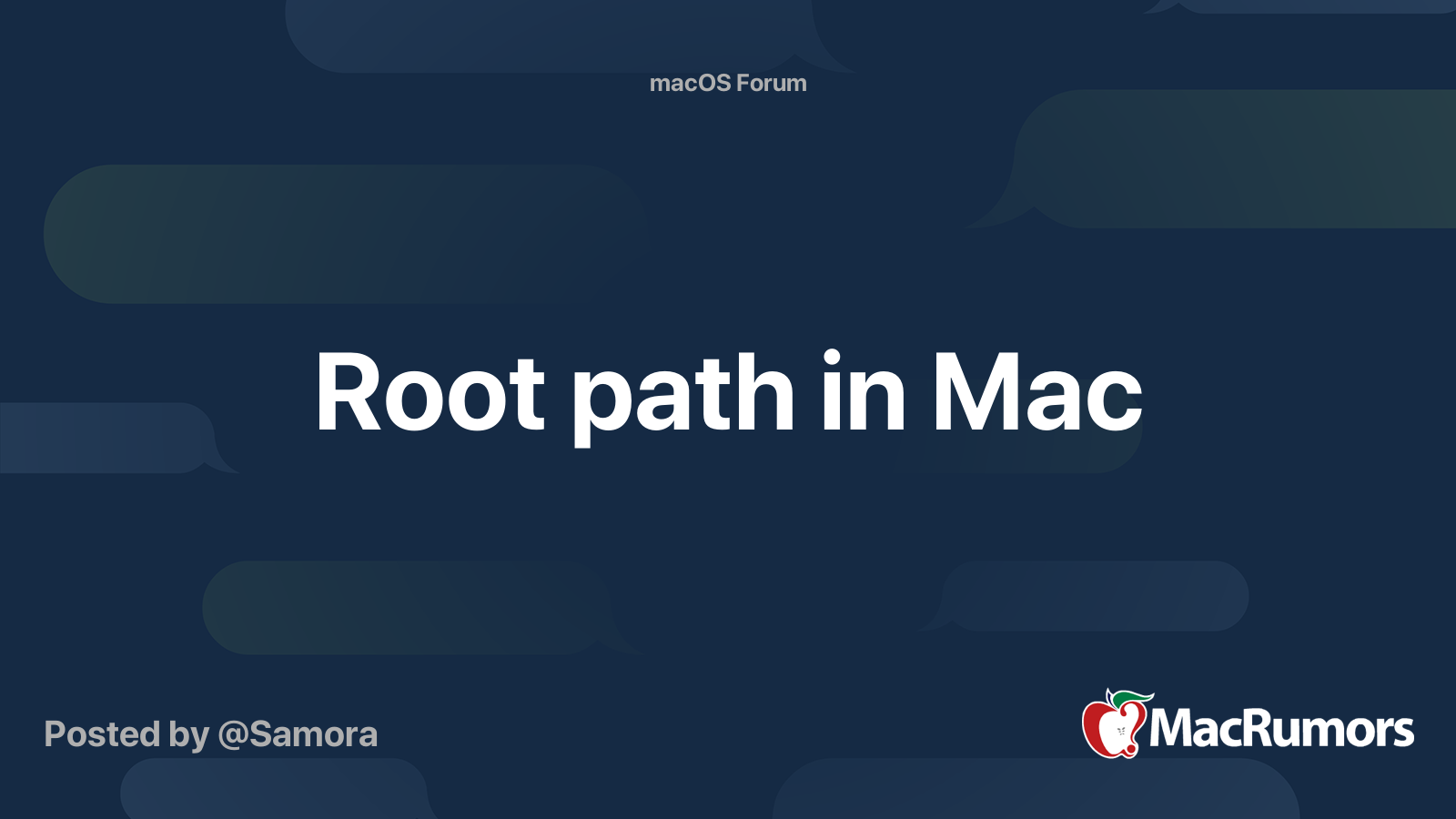 Root path in Mac | MacRumors Forums