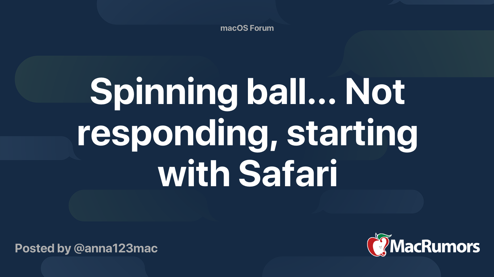 Spinning ball... Not responding, starting with Safari | MacRumors Forums