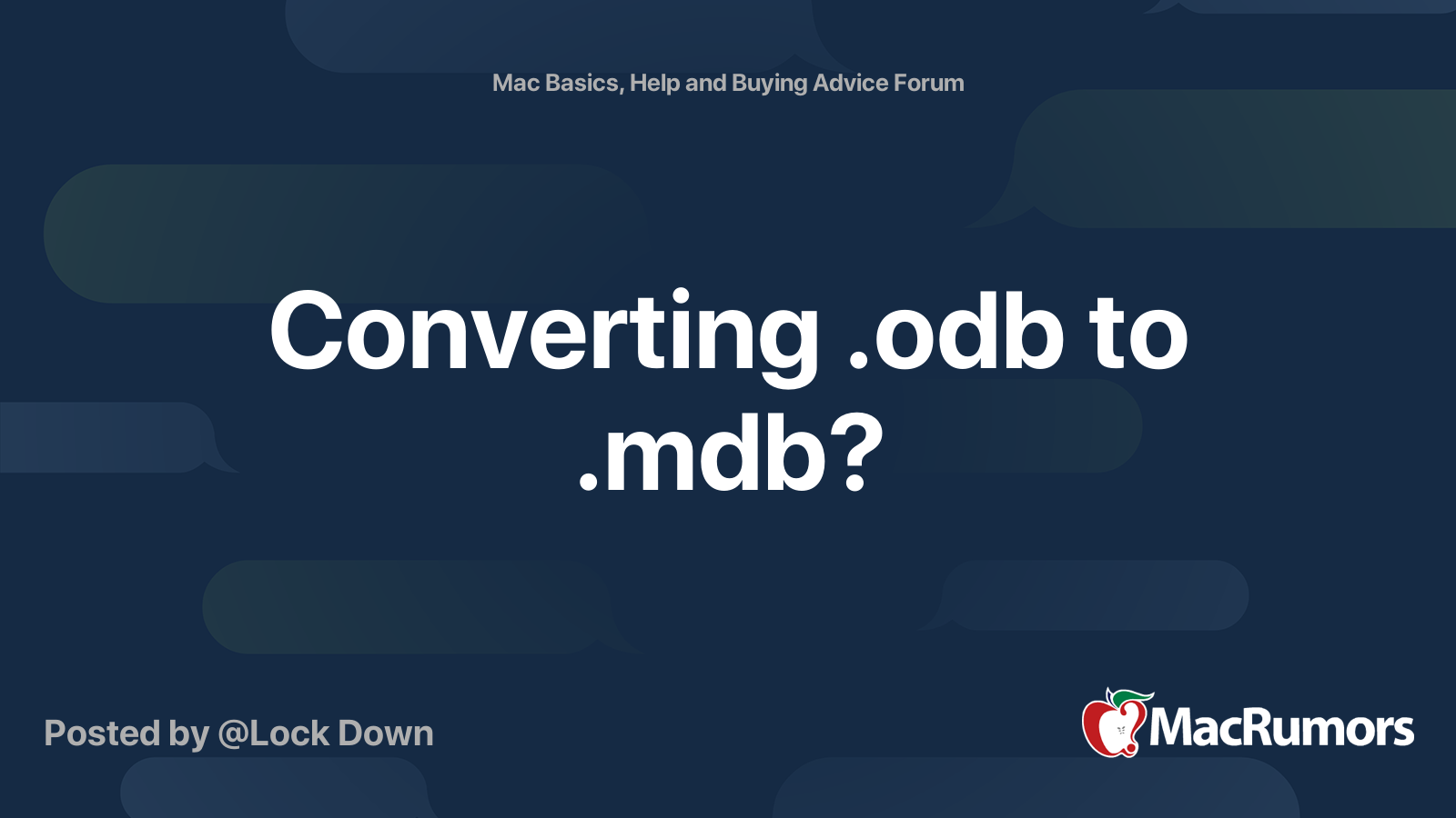Converting .odb to .mdb? | MacRumors Forums