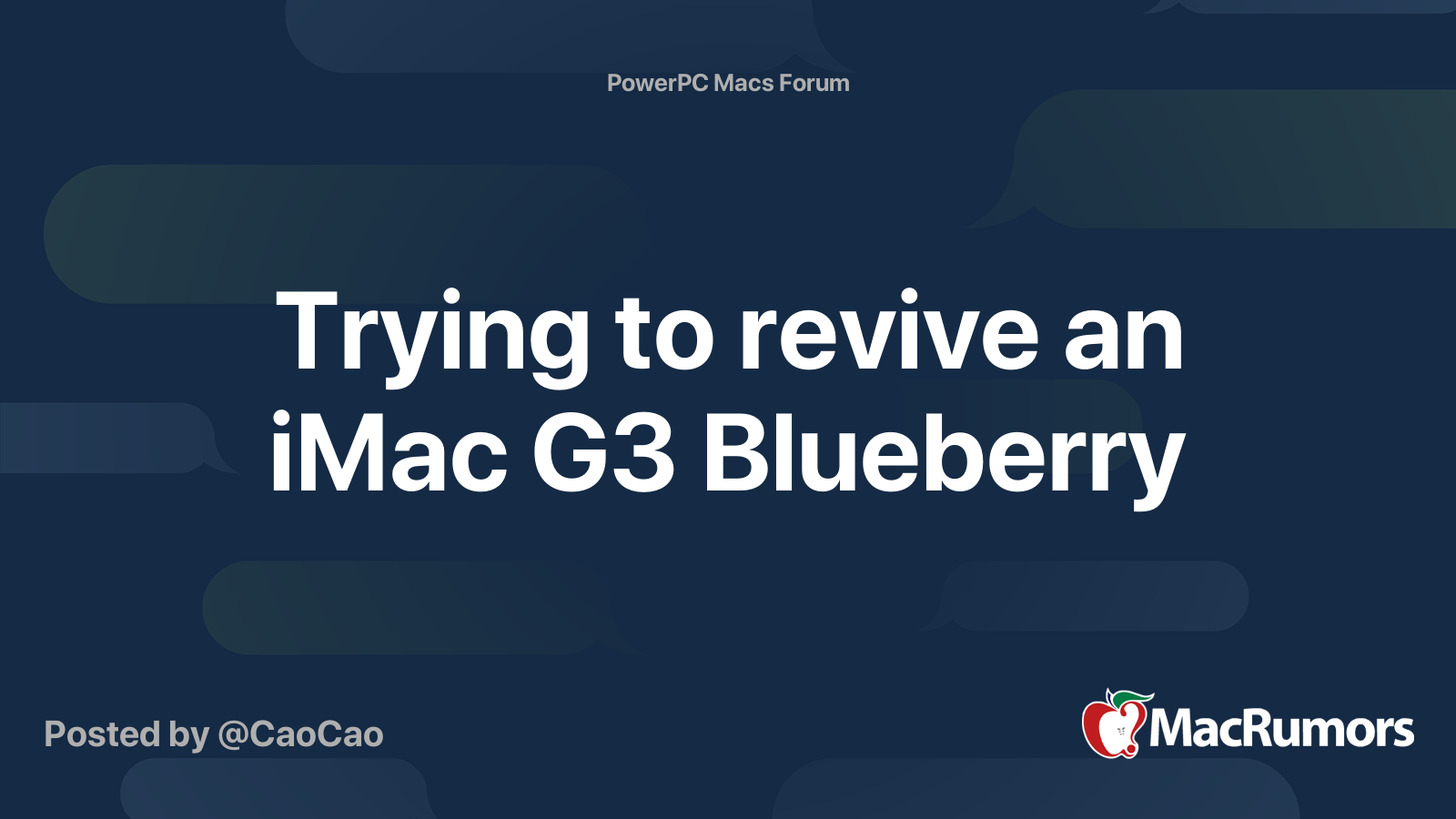 Trying to revive an iMac G3 Blueberry | MacRumors Forums