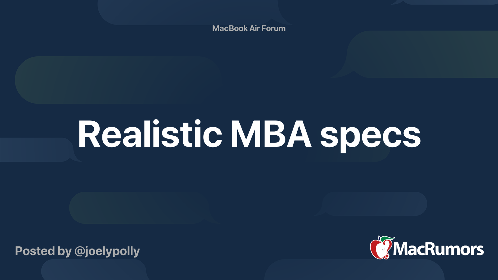 Realistic MBA specs | MacRumors Forums