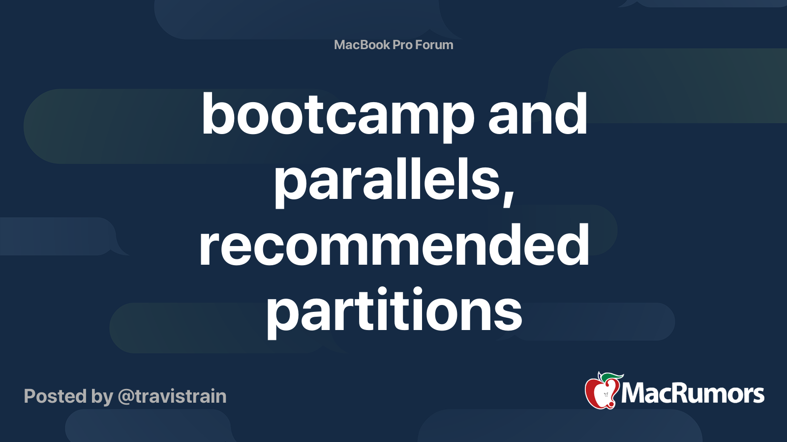 bootcamp and parallels, recommended partitions | MacRumors Forums