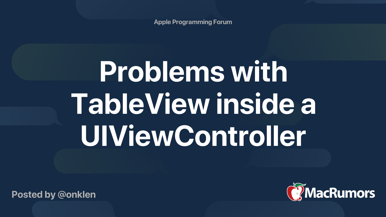 Problems with TableView inside a UIViewController | MacRumors Forums