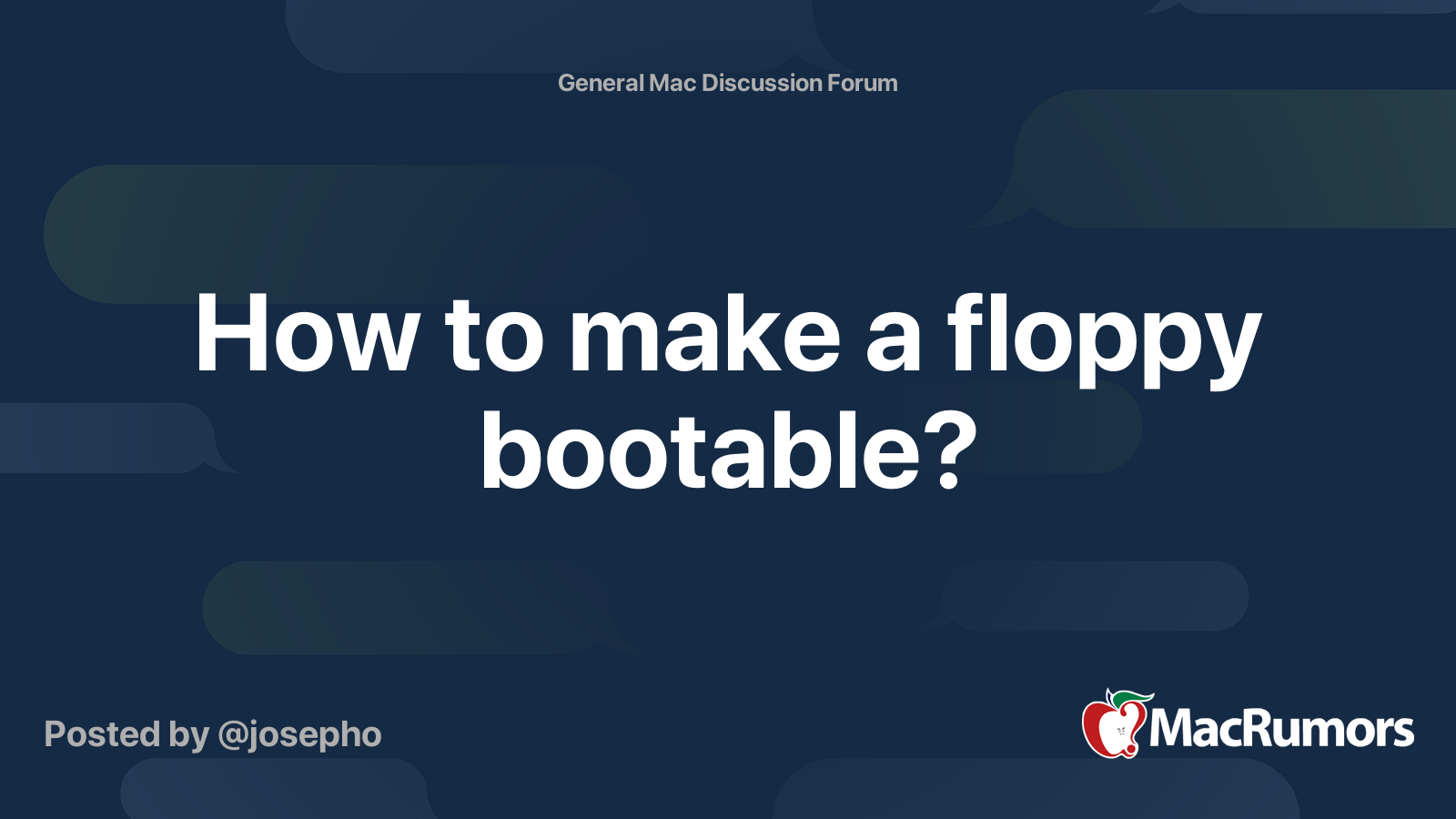How to make a floppy bootable? | MacRumors Forums