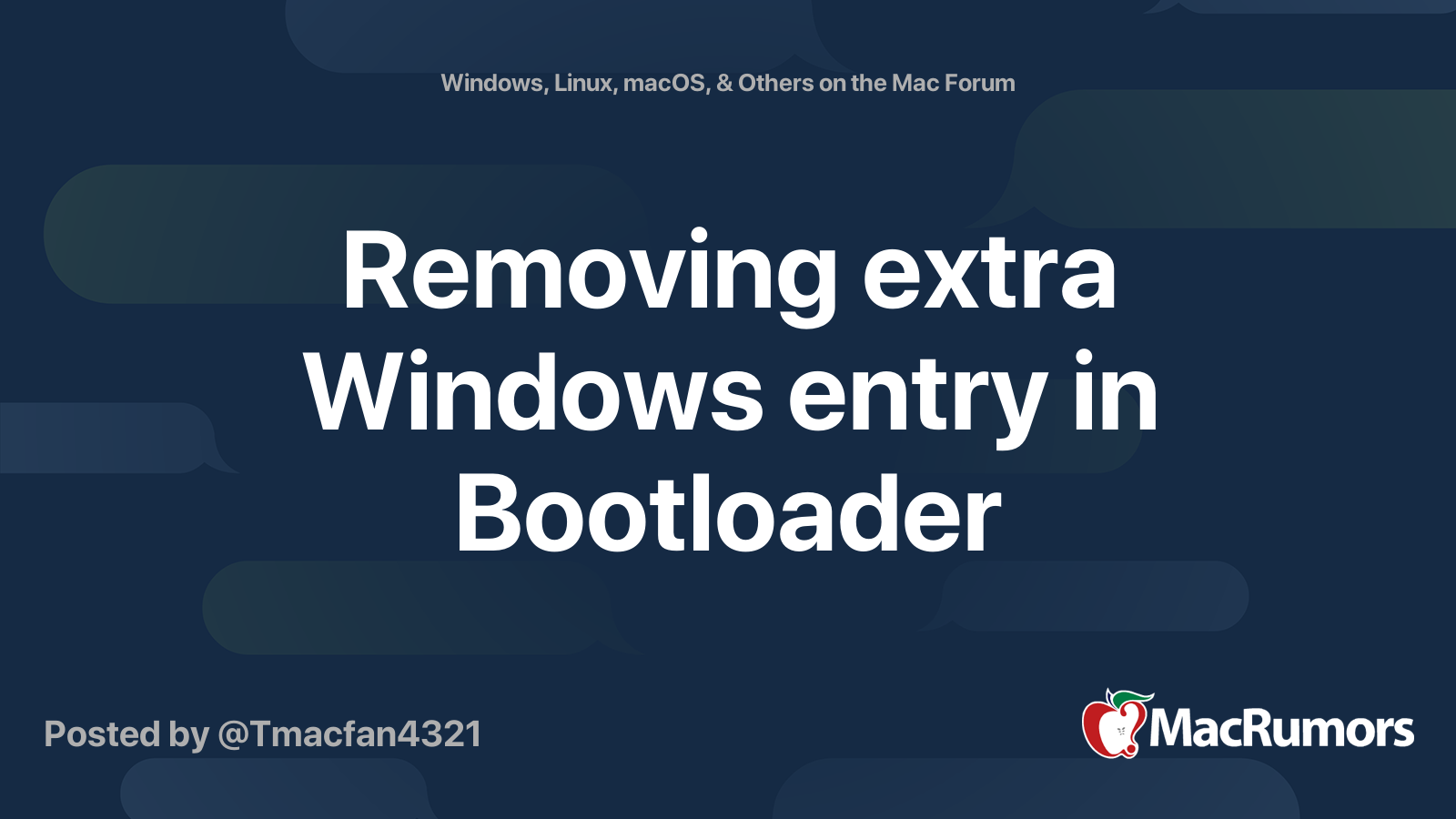 Removing extra Windows entry in Bootloader | MacRumors Forums