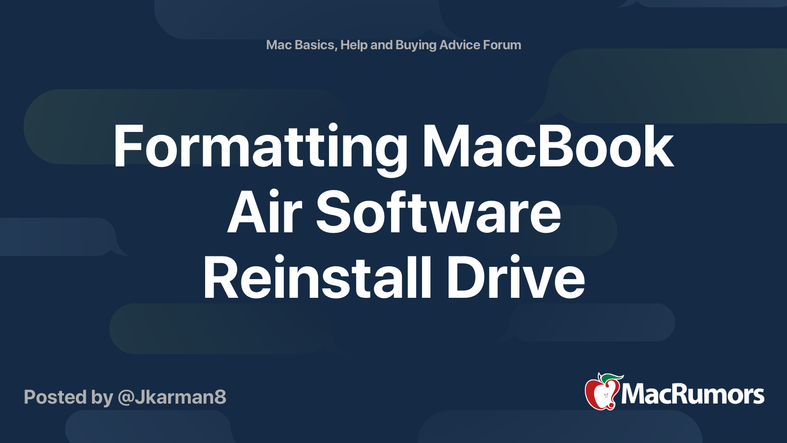 Formatting MacBook Air Software Reinstall Drive | MacRumors Forums