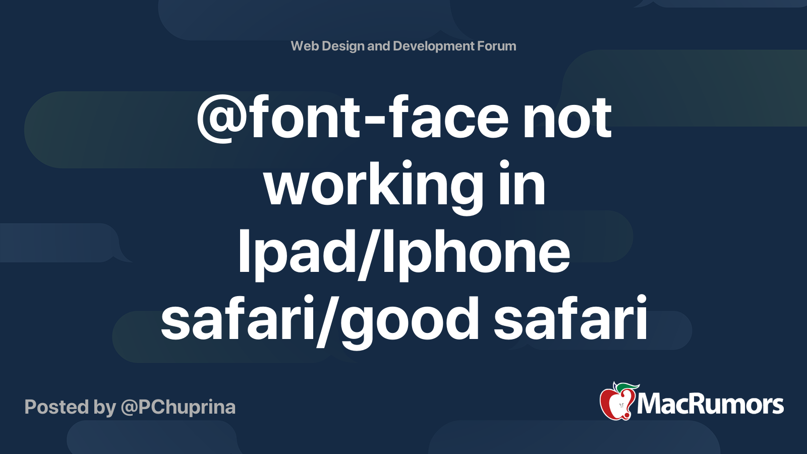 @font-face not working in Ipad/Iphone safari/good safari mobile emulator? | MacRumors Forums