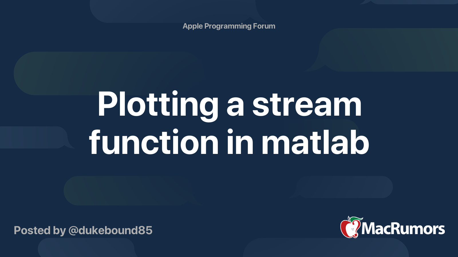 Plotting a stream function in matlab | MacRumors Forums