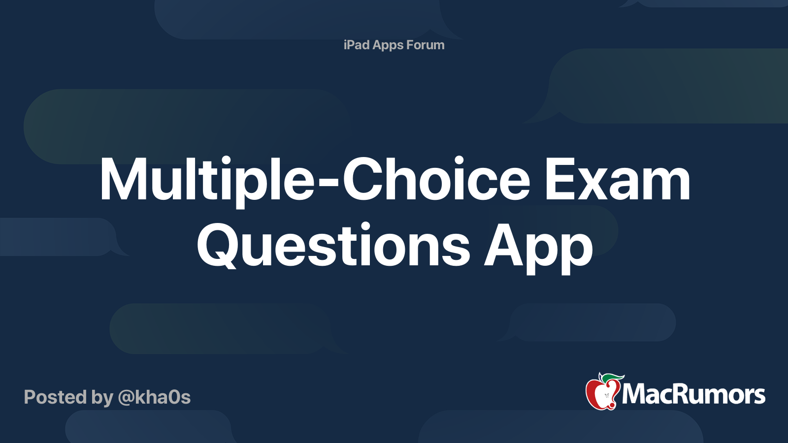 Multiple-Choice Exam Questions App | MacRumors Forums