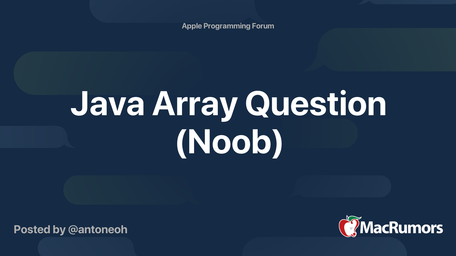 Java Array Question Noob Macrumors Forums 