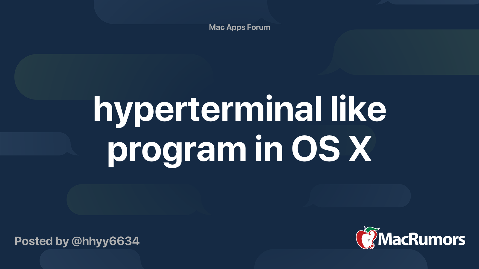 hyperterminal like program in OS X | MacRumors Forums