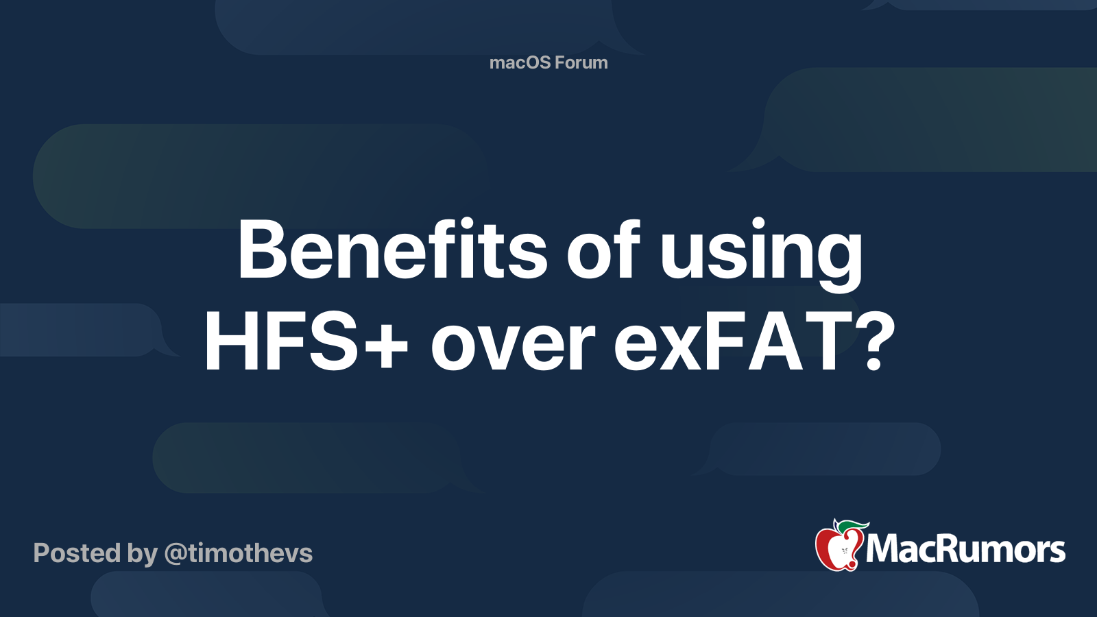 Benefits of using HFS+ over exFAT? | MacRumors Forums