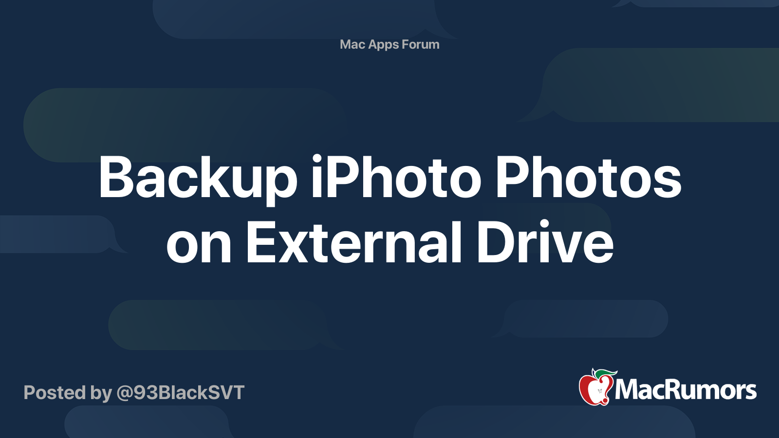 Backup iPhoto Photos on External Drive | MacRumors Forums