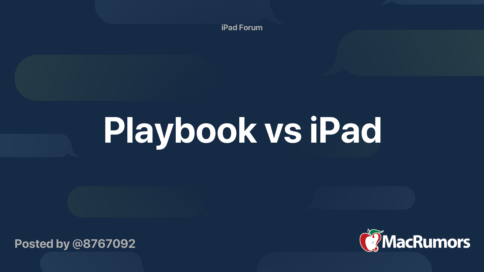 Playbook vs iPad | MacRumors Forums