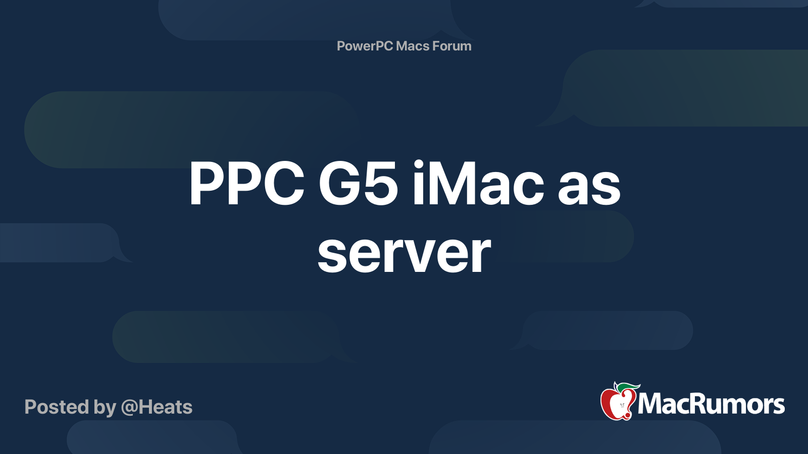 PPC G5 iMac as server | MacRumors Forums