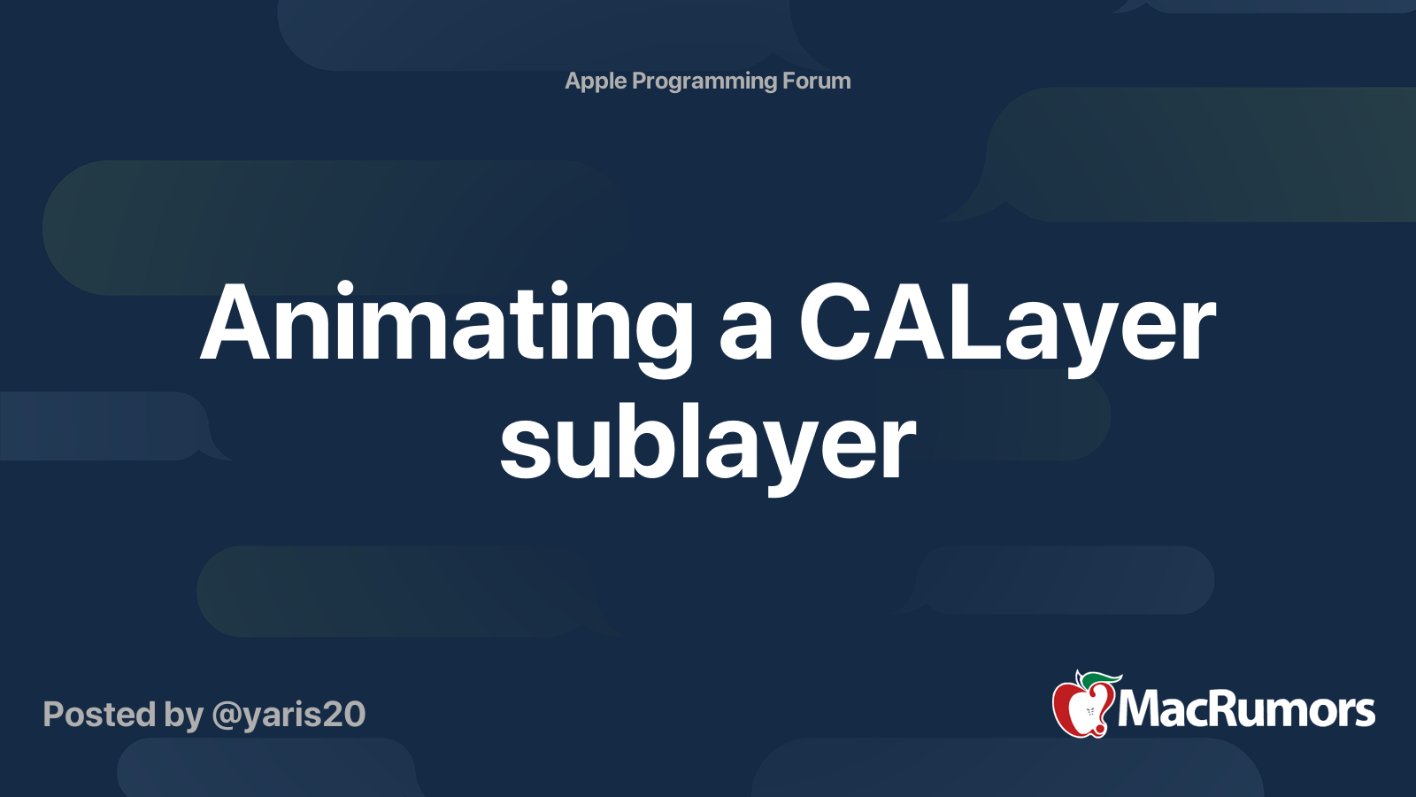 Animating a CALayer sublayer | MacRumors Forums