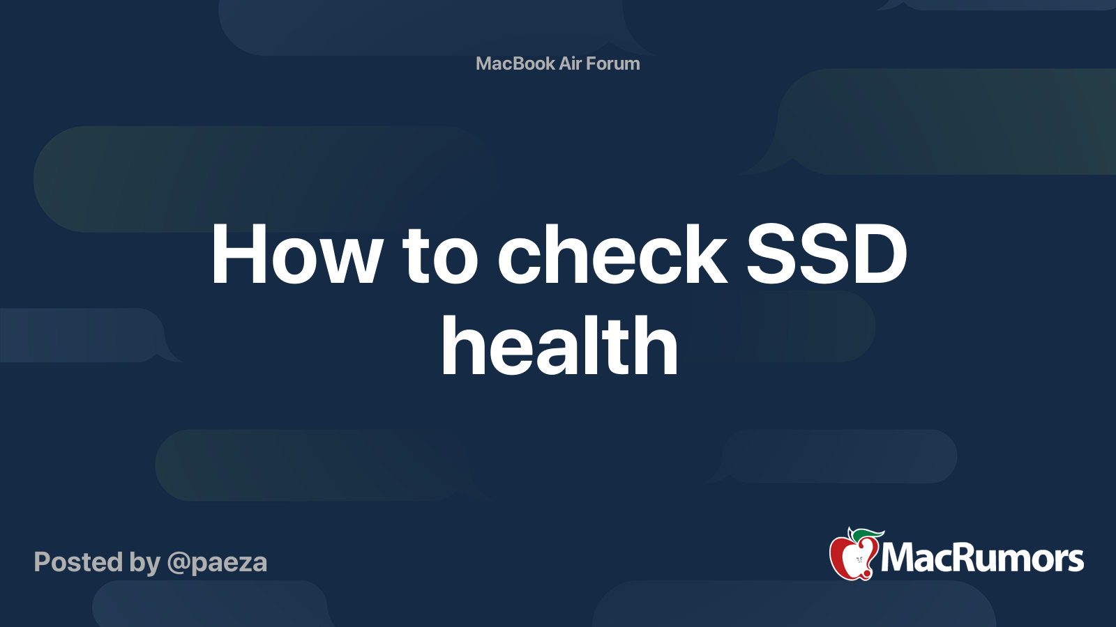 How to check SSD health | MacRumors Forums