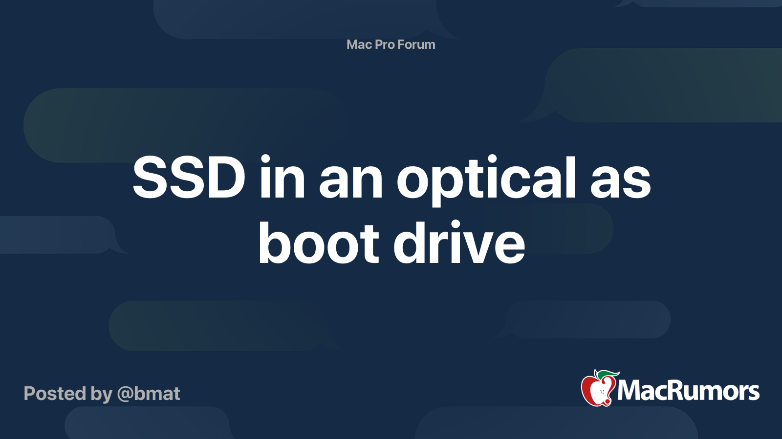 SSD in an optical as boot drive | MacRumors Forums