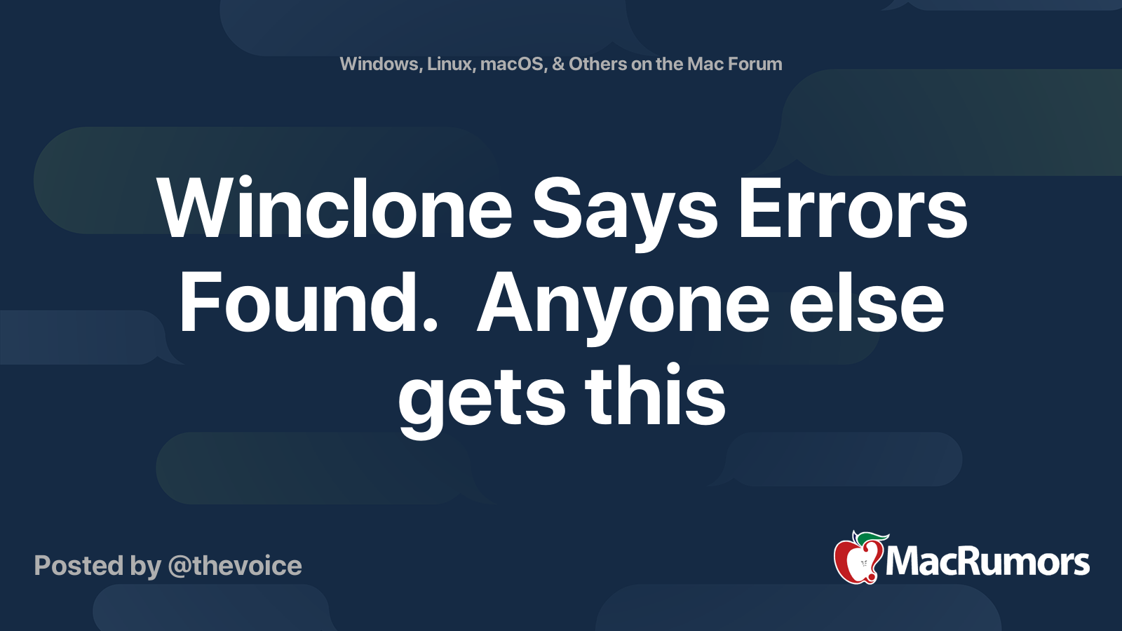 Winclone Says Errors Found Anyone Else Gets This Macrumors Forums 