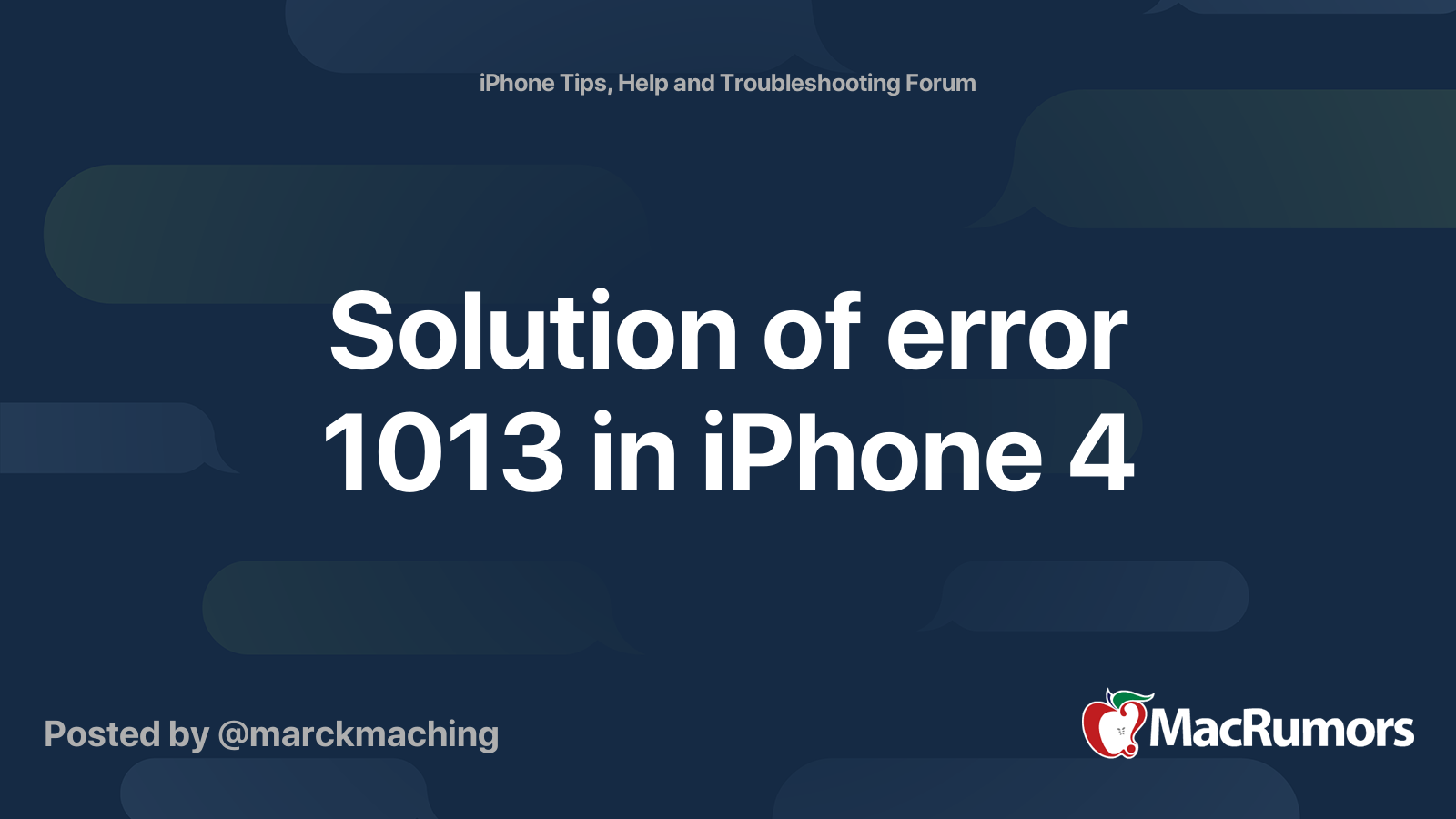Solution of error 1013 in iPhone 4 | MacRumors Forums