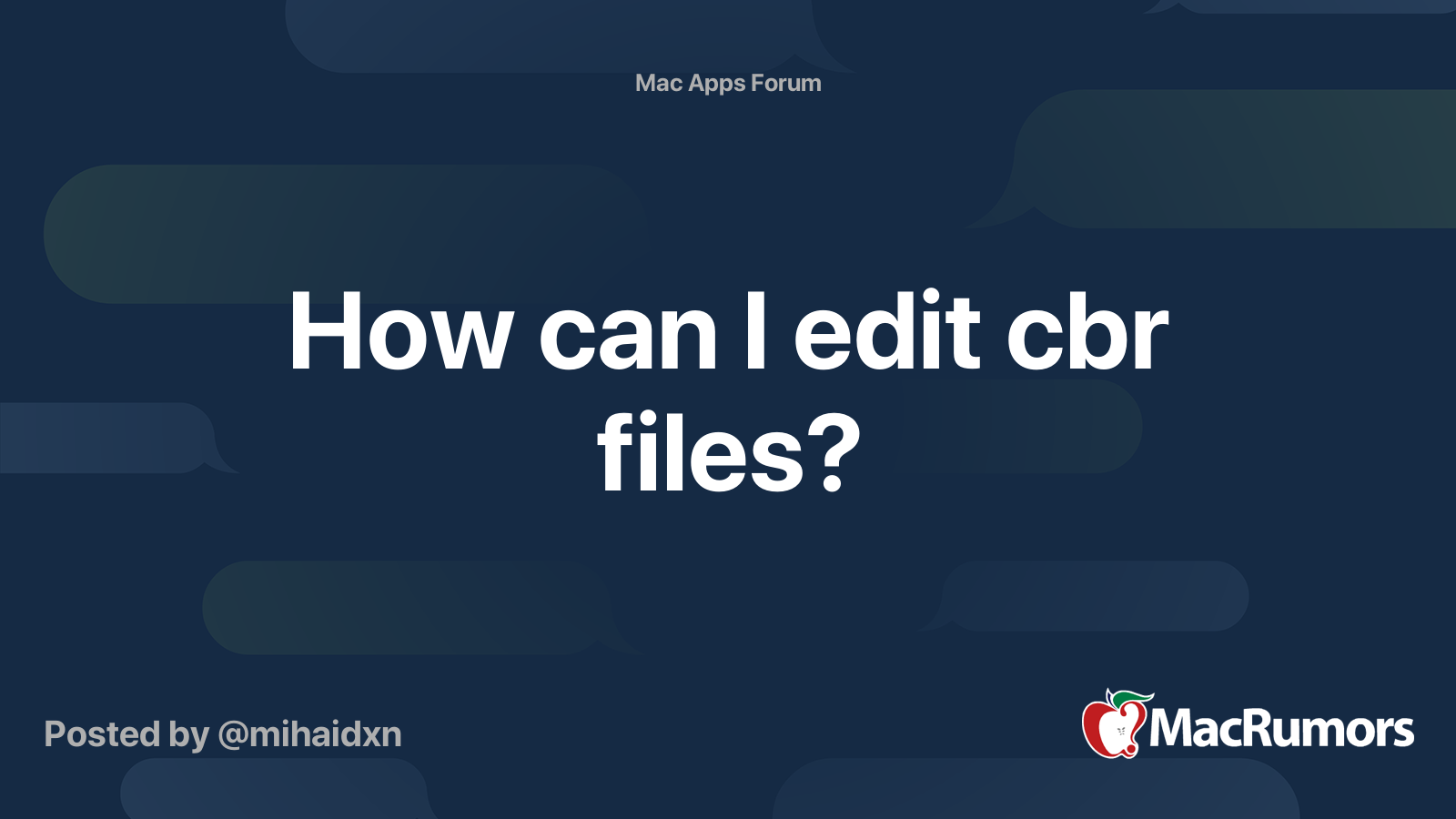 How can I edit cbr files? | MacRumors Forums